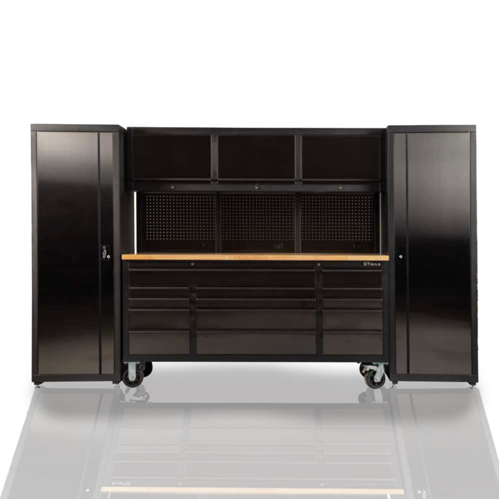 GTX 3M Black Gloss Tinted Steel Tool Storage & Tall Cabinet Set ...