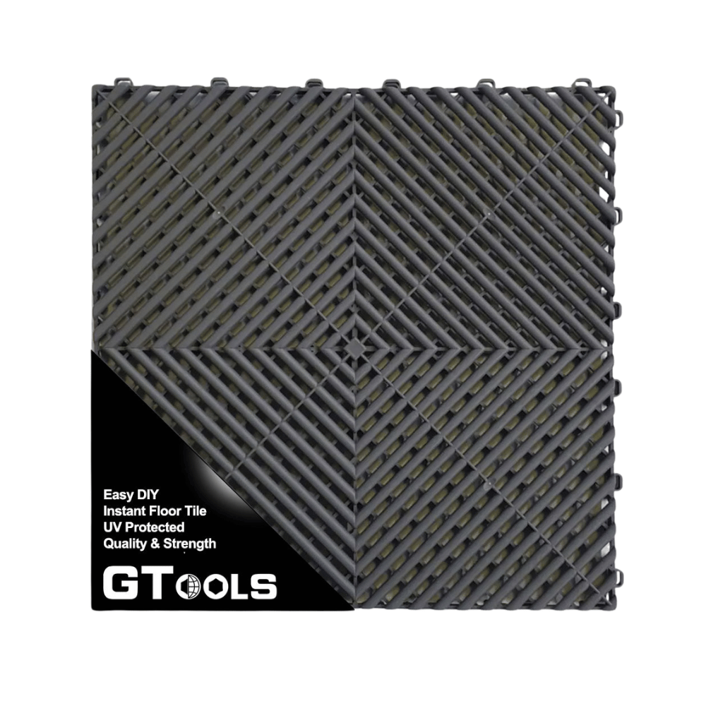 400 Series Ribbed Garage Tile, Dark Grey (Box of 25) | GTools 2025