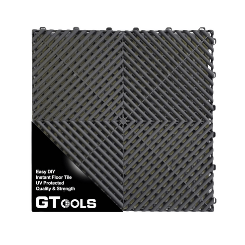 400 Series Ribbed Garage Tile, Dark Grey (Box of 25) | GTools 2025