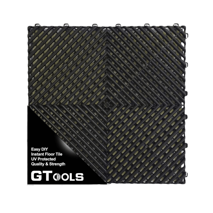 400 Series Ribbed Garage Tile, Black (Box of 15) | GTools 2025