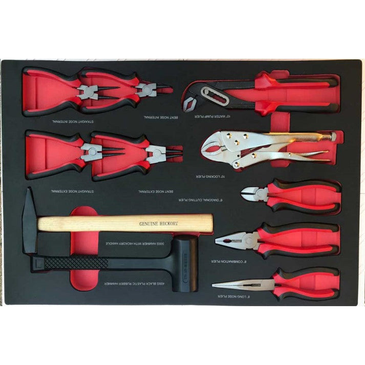 11 Piece Plier & Hammer Set in EVA Tray – Organised Tool Storage ...